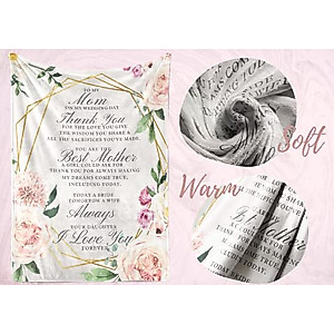 InnoBeta Mother of The Bride Gifts from Daughter, Gifts for Mother of The Bride, Thank You Gift for Mom, Mom Appreciation Blanket from Daughter on Wedding Day, Soft Throw Blanket (50"x 65", White)