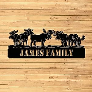 Custom Group Of Deer Name Metal Wall Decor, Art Signs, Metal Signs, Metal Wall Art, Metal Wall Decor, Metal Wall Hangings, Door Hangings, Unique Wall Decor, Gifts For Friends, Gifts For Family