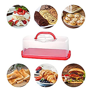 Cezoyx 4 Piece Portable Bread Box with Handle, Rectangular Loaf Cake Containers with Lid, 4 Colors Bread Keeper for Carrying and Storing Banana Bread, Pumpkin Bread and Quick Bread
