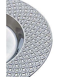 Exquisite 100 Pcs - 50 Sets of 5.5 oz Disposable Plastic Kiddush Cup and Tatz Silver Cup and Saucer Set for Passover, Shabbat, Wedding, Brit and Year Round - Bulk Pack