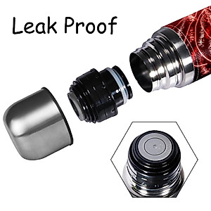 Stainless Steel Leather Vacuum Insulated Mug Fireworks Thermos Water Bottle for Hot and Cold Drinks Kids Adults 16 Oz