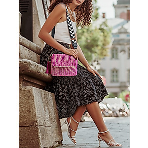 YXILEE Summer Straw Shoulder Bag Straw Small Clutch Crossbody Bags for Women Beach Cell Phone Wallet Purse Handmade Envelope