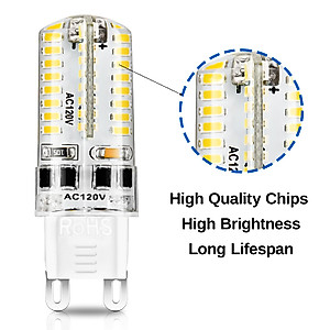 YGS-Tech Dimmable G9 LED Bulbs, 4W(35W Halogen Equivalent), 3000K Warm White, CRI80, G9 Base Bulb for Chandelier, Interior Decoration Lighting, Commodity Display Lighting, 6-Pack