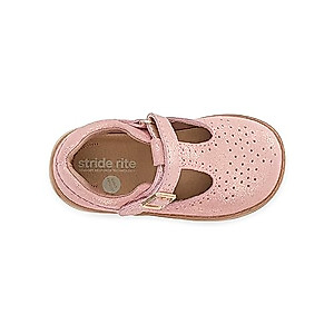 Stride Rite SRT Nell Mary Jane Flat, Blush Shimmer, 9.5 Wide US Unisex Little_Kid
