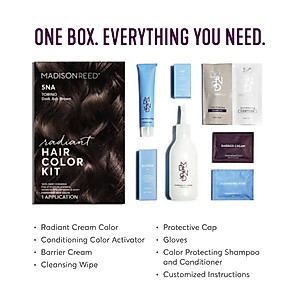 Madison Reed Radiant Hair Color Kit, Dark Ash Brown for 100% Gray Coverage, Ammonia-Free, 5NA Torino Brown, Permanent Hair Dye, Pack of 1