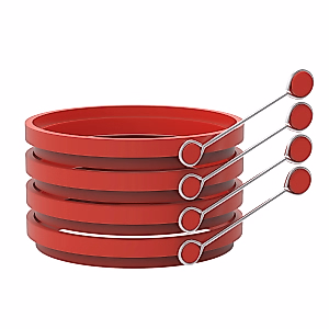 Chef Buddy 82-KIT1026 Silicone Egg Ring-Nonstick Multi Use Mold for English Muffin Breakfast Sandwich, Pancake Shaper, Cooking Burgers and More-(Set of 4), Red