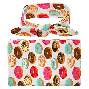 Newborn Baby Swaddle Blanket and Headband Value Set,Receiving Blankets, Doughnut