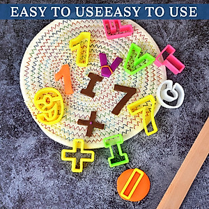 Worldity 41PCS Plastic Mini Cookie Cutter, Mini Alphabet and Number Cookie Cutters, Food Grade Safe Biscuit Cutter Shapes for Baking, Decorating Cake, Fruit and Holiday Cookie