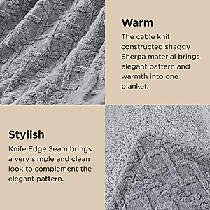 Bedsure Sherpa Throw Blanket for Couch Sofa - Fuzzy Soft Cozy Blanket for Bed, Fleece Thick Warm Blanket for Winter, Grey, 50x60 Inches