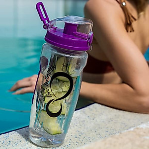 Live Infinitely 32 oz Fruit Infuser Water Bottle - Featuring a Full Length Infusion Rod, Flip Top Lid, Dual Hand Grips & Recipe Ebook Gift - Fruit Infused Water Bottles (Bright Teal, 32 oz)