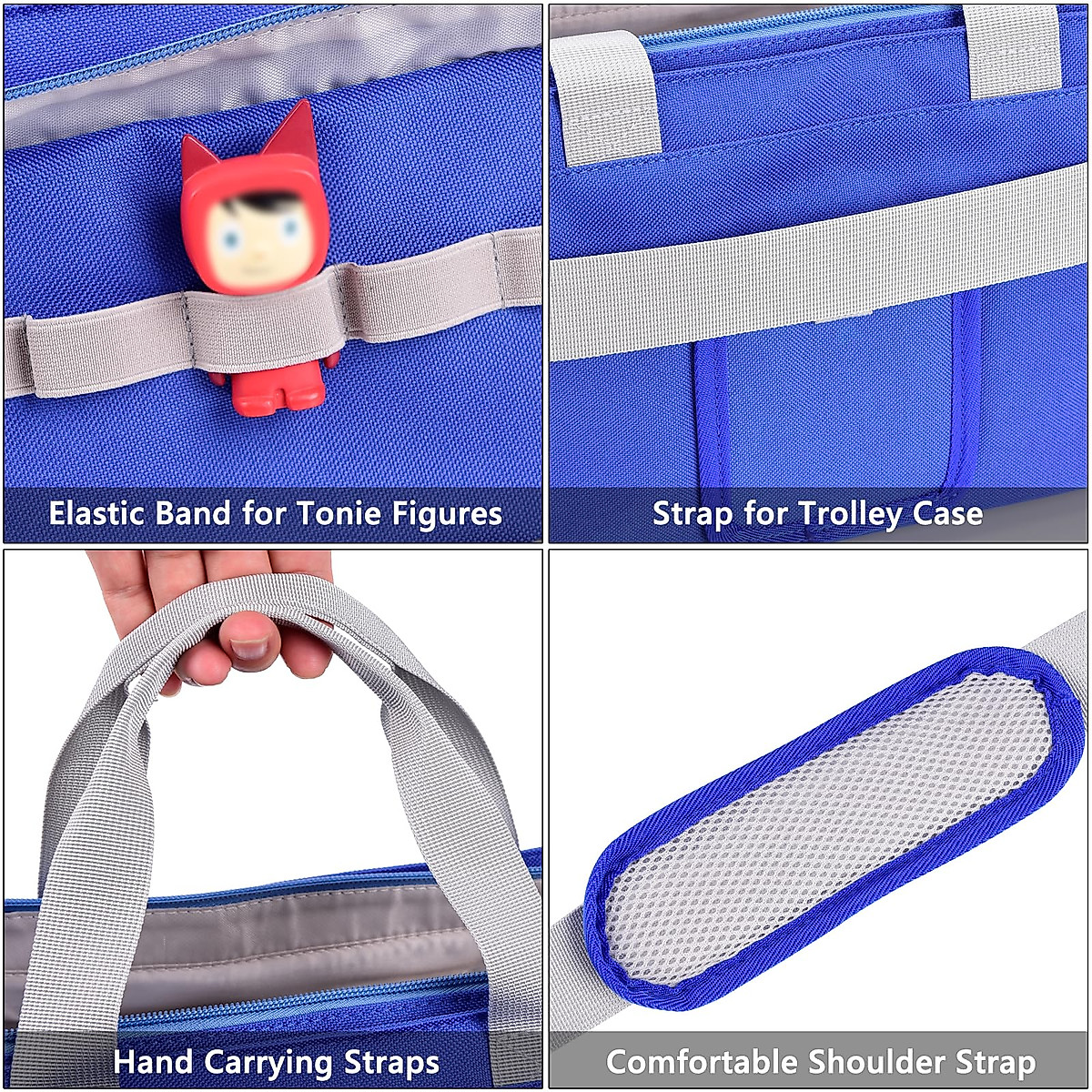 DDgro Tonies Figures Storage Bag for Toniebox Starter Set, Home and Outdoor Travel Carrying Case Organizer for Figurine Characters, Audio Player Box, Charger & Headphone, Bag Only (Small, Purple)