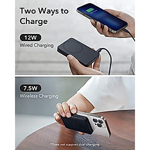 ESR MagSafe Battery Pack (HaloLock), 5,000mAh MagSafe Power Bank with USB-C Cable, Magnetic Wireless Power Bank for iPhone 14/13/12 Series, MagSafe Portable Charger, MagSafe Accessories, Black