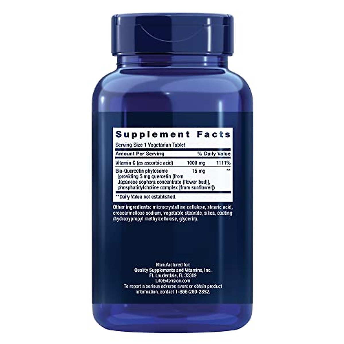 Life Extension Vitamin C & Bio-Quercetin Phytosome – for Immune Support & Anti-Aging – Promotes Collagen Formation and Iron Uptake - Gluten-Free, Non-GMO – 250 Vegetarian Tablets