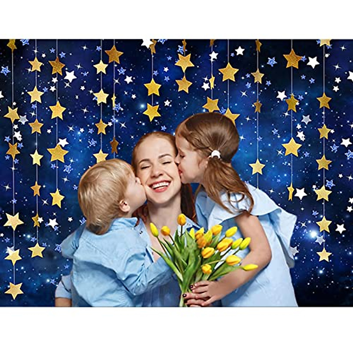 Twinkle Twinkle Littler Star Backdrops Navy Blue Galaxy Starry Sky Gold Glitter Little Star Photography Background Adults Kids Birthday Party Decor Baby Shower Backdrop Starry Backdrop7x5ft (Blue)