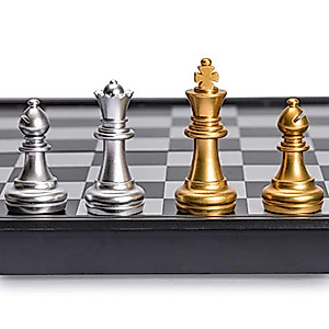 Yellow Mountain Imports Travel Magnetic Chess Set (9.8-Inch) - Folding and Portable Board Game