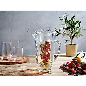 Water Infuser Pitcher – Fruit Infuser Water Pitcher By Home Essentials & Beyond – Shatterproof Acrylic Pitcher – Elegant Durable Design – Ideal for Iced Tea, Fruit Infused Water and Juice (67.7 oz.)