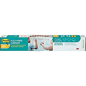 Post-it Flex Write Surface, Permanent Marker Wipes Away with Super-Hydrophilic Technology, 3 ft x 2 ft, White Dry Erase Whiteboard Film (FWS3X2)