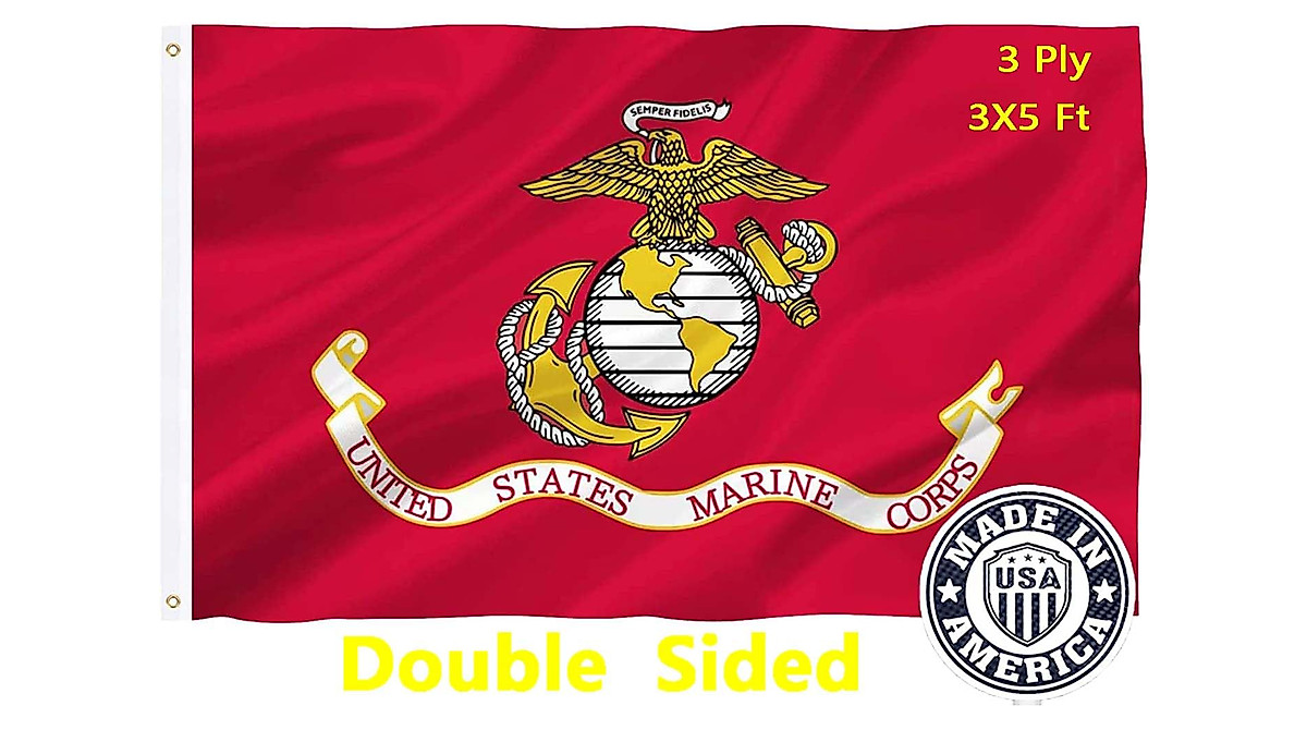 US Marine Corps USMC Flag 3x5 Outdoor Double Sided Heavy Duty Polyester