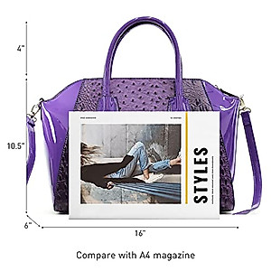 Dasein Pattern Faux Leather Satchel bag Women Shoulder bag with Removable Strap (Black)