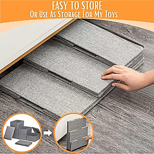 Dog Stairs for High Beds or Couch- Foldable Dog Steps W/Storage- Pet Steps for Small Dogs, Medium Dogs, Puppy Stairs- Use as a Dog Window Perch or Cat Stairs for Old Cats- Dog Grooming Glove Included