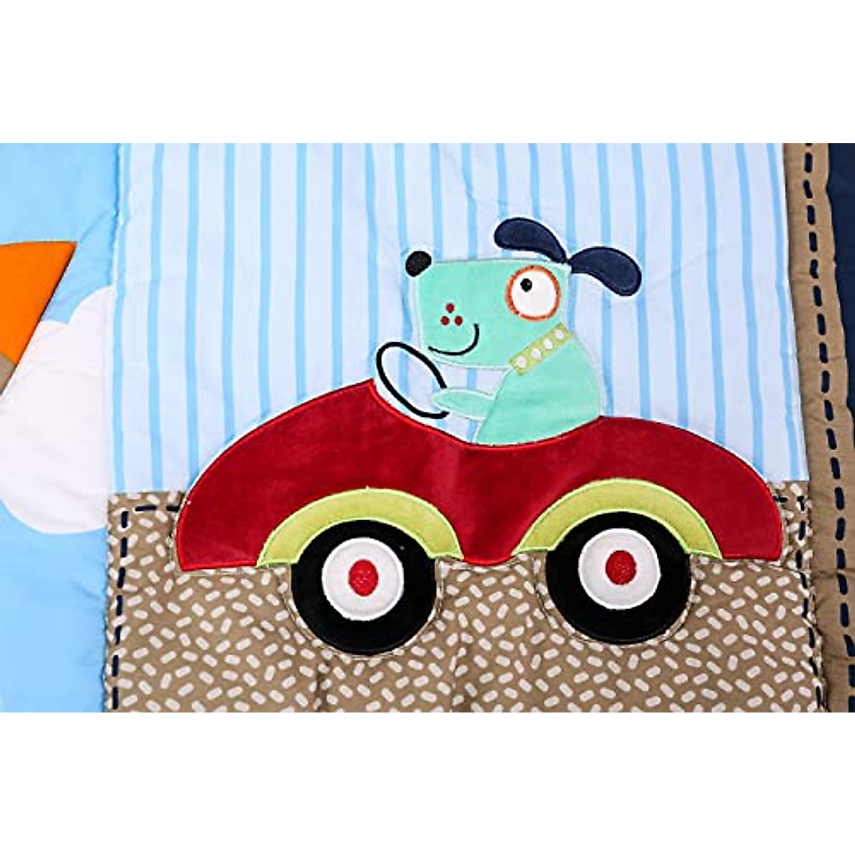 Brandream Boys Fire Truck Pillow & 3Pcs Cars Baby Crib Bedding Set with Patchwork Rocket Submarine