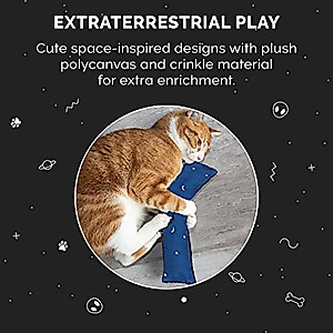 Furhaven 3-Pack Catnip Plush Kicker Cat Toy Set, Refillable - Space Print, 3 Pack