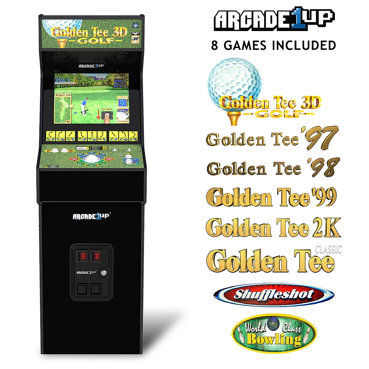 ARCADE1UP Golden Tee 3D Deluxe Arcade Machine, Built for Your Home, Over 5-Foot-Tall Cabinet with 8 Classic Games