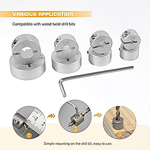Aluminum Stop Collar Set Drill Bit Depth Stop Split Ring (1/2", 7/16”, 3/8”, 5/16”,1/4”, 7/32”, 3/16”, 1/8”) W/Included Drill Bit Holder