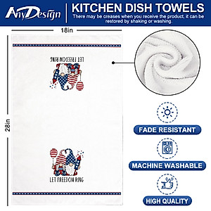 AnyDesign Patriotic Kitchen Towel 4th of July Gnome Truck Dish Cloth 18 x 28 Inch God Bless America Decorative Hand Drying Tea Towel for Independence Day Memorial Day Cooking Baking, 2Pcs