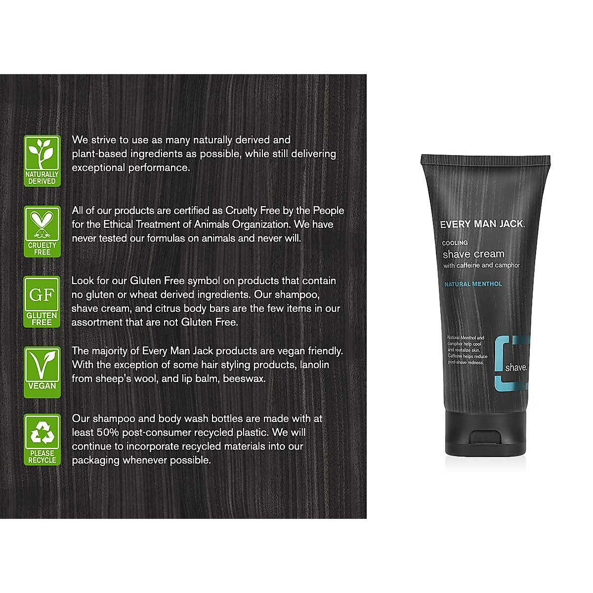 Every Man Jack Natural Menthol Shave Cream for Men - Soften and Prep Sensitive Skin and Beard for a Close, Comfortable Shave with Natural Menthol, Coconut Oil, and Aloe - 6.7-ounce - Twin Pack