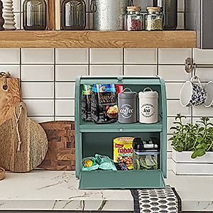 Olebes Bread Box, Metal Bread Box For Kitchen Countertop, Bread Storage Container Holds 2 Loaves Of Bread, High Capacity Breadbox, Bread Holder Suit Farmhouse Kitchen Decor For Counter