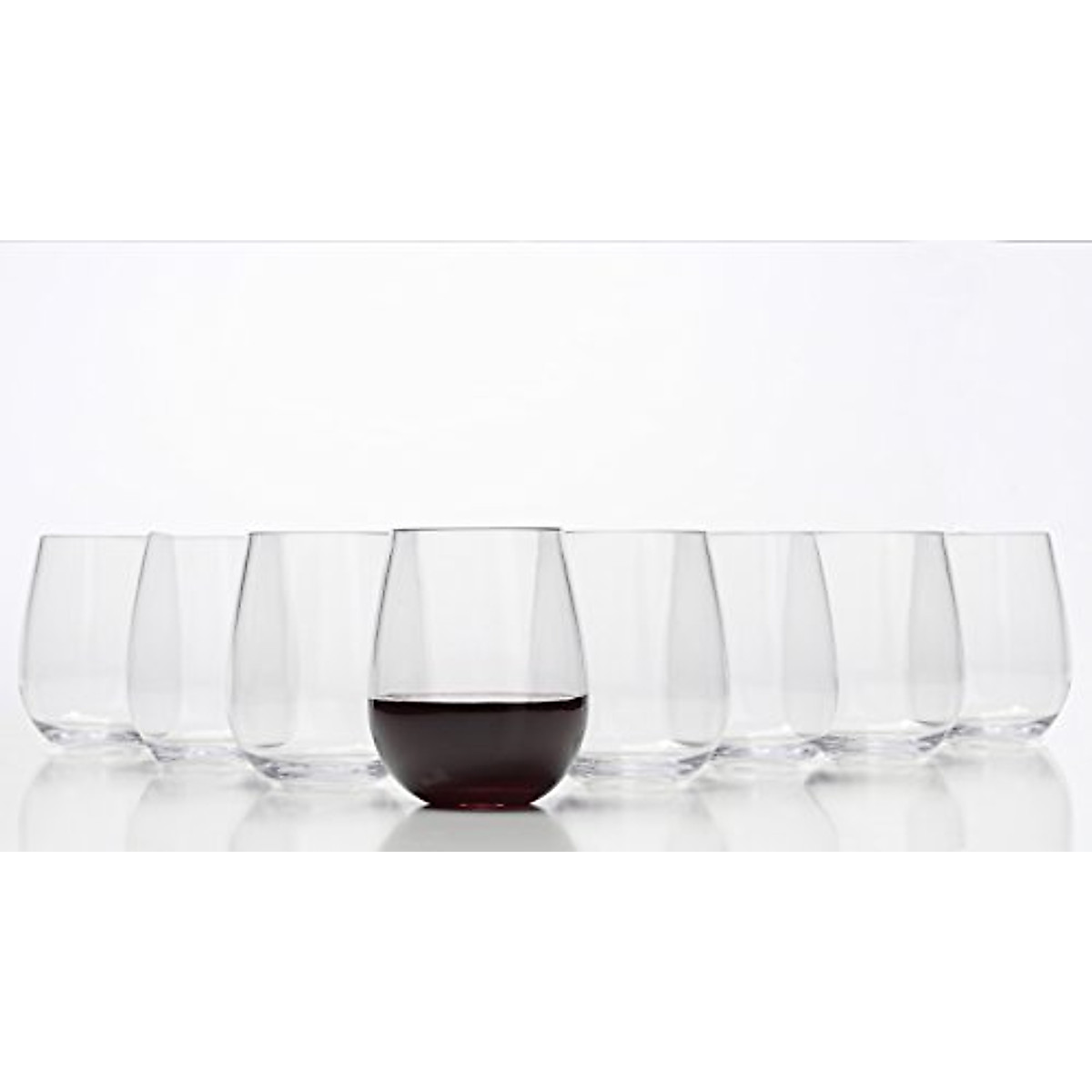 Stemless Wine Glasses - Unbreakable Shatterproof BPA Free Plastic Tritan (Set of 8) 16oz - Dishwasher Safe