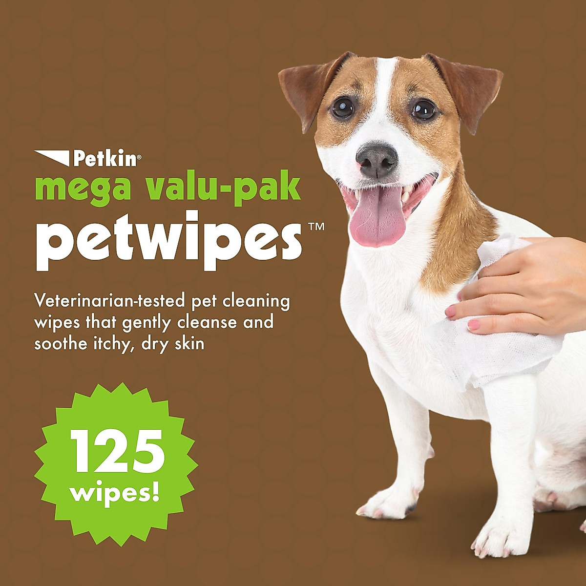 Petkin Mega Val-Pak Pet Wipes, 125 Wipes - Oatmeal Pet Wipes for Dogs and Cats - for Face, Paws, Ears, Body and Eye Area - Super Convenient Dog Cleaning Wipes, Ideal for Home or Travel - Easy to Use