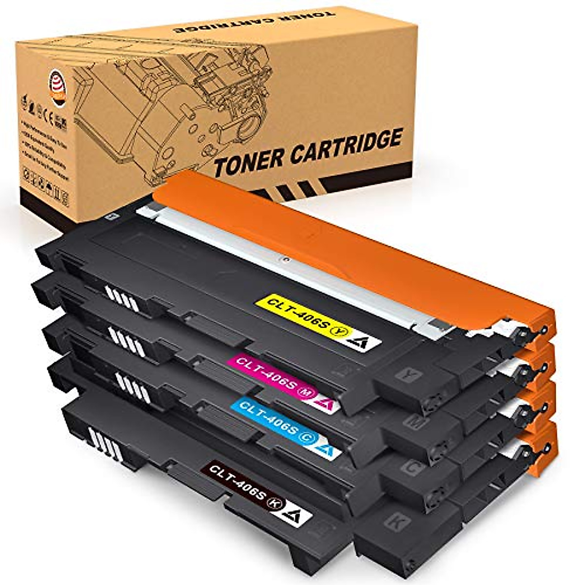 STAROVER Compatible Toner Cartridge Replacement for Samsung 406 406S CLT-K406S CLT-C406S CLT-M406S CLT-Y406S for Samsung Xpress C410W CLP-365W C460W Printer(Black, Cyan, Magenta, Yellow, Total 4 Pack)