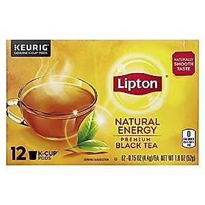 Lipton Tea K-Cups, Premium Black Tea, Hot or Iced, 12 Pods (Pack of 6)