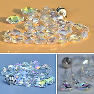 Magnetic Curtain Tiebacks,Crystal Beads Rope Drapery Holdbacks Holder for Small,Thin or Sheer Window Draperies,12 Inch Long,2 Pack (White)