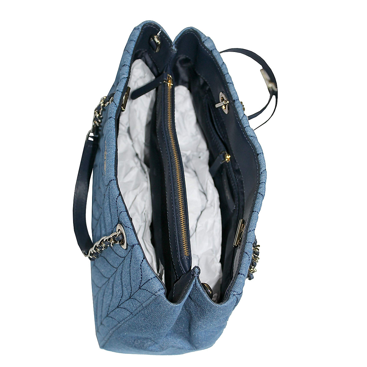 Kate Spade New York Meena Briar Lane Quilted Purse Women's Denim Handbag, 12"H x 8"W x 5"D