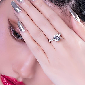 AINUOSHI 3 Carat Round Cut Cubic Zirconia Ring 925 Sterling Silver High Setting Women Wedding Engagement Rings (5)