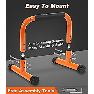 TABEKE Push Up Bar, 12" High Parallettes Bars & Dip Bar With Full-Cover Foam Handles, No Wobbling Calisthenics Equipment For Handstand, L-Sit, Gymnastics, Strength Training Home Gym