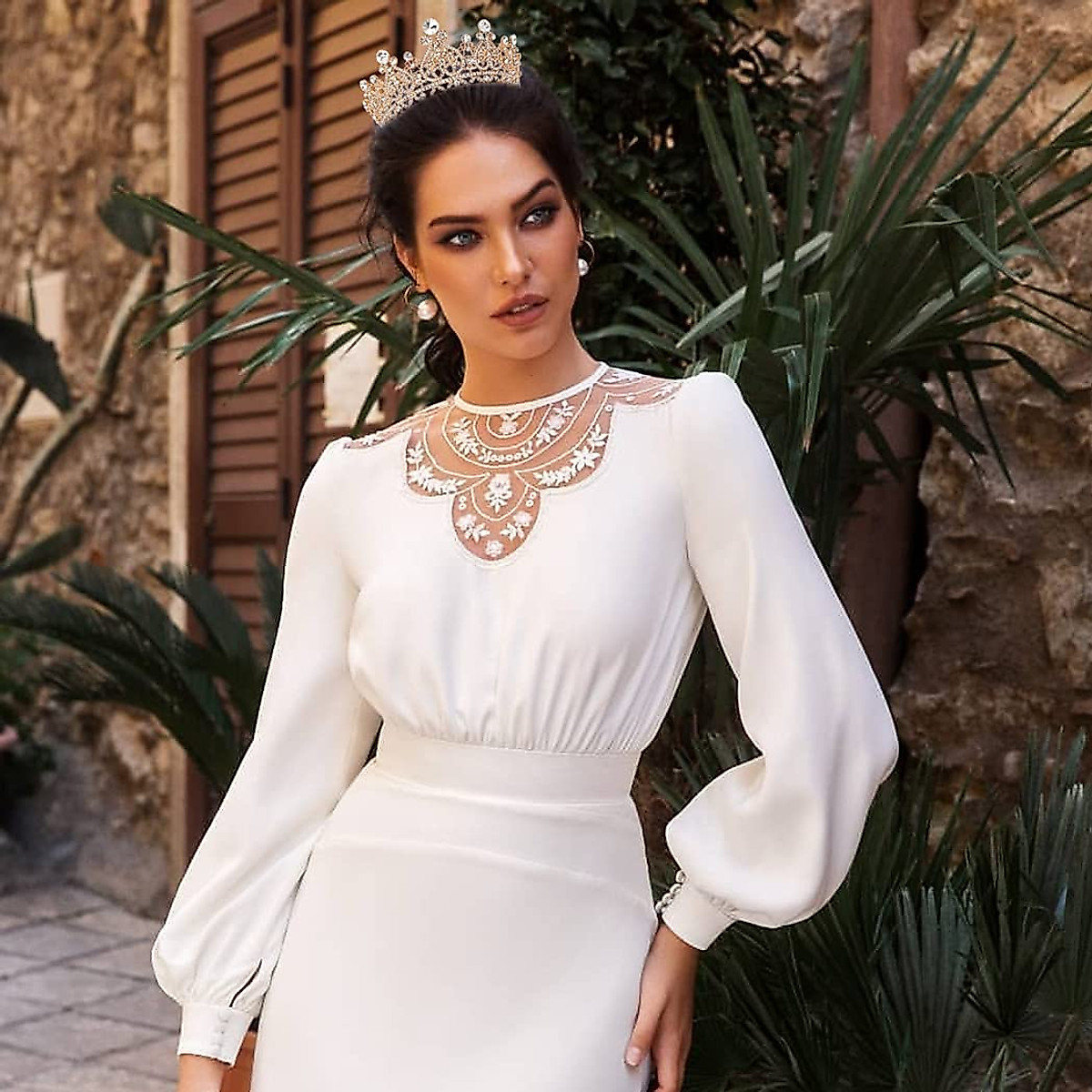 Aprince Rose Gold Round Crystal Tiaras and Crowns for Women, Tiaras for Girls Rhinestones Wedding Headband Tiara for Women The Crowns for Women Birthday Crowns Queen Crown Hair Accessories