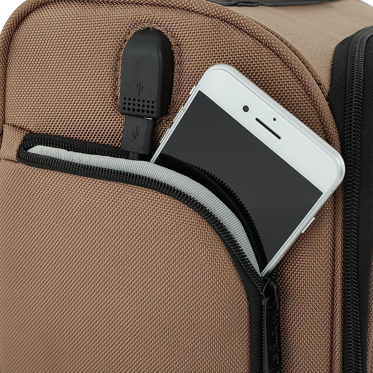 Wrangler 15" Underseat Spinner Carry-On Luggage, Mocha