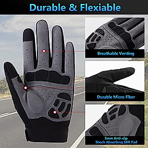 FIORETTO Mountain Bike Gloves for Men Women Motorcycle Cycling Gloves with 5MM SBR Pad Touch Screen Knuckle Protection Motocross Gloves for BMX ATV MTB Racing