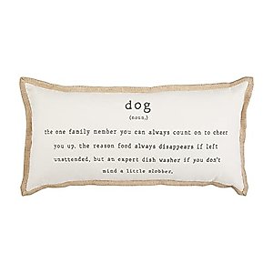 Mud Pie Dog Jute Pillow, 22" x 11", Definition