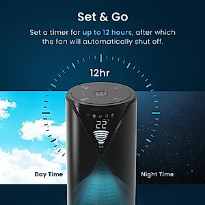Pro Breeze 46" Oscillating Tower Fan with Remote, Floor Standing Fan Oscillating 70° - Powerful Quiet 45W Cooling Fan for Bedroom, 3 Speed, 4 Modes, 12 hr Timer - Bladeless Tower Fans for Room