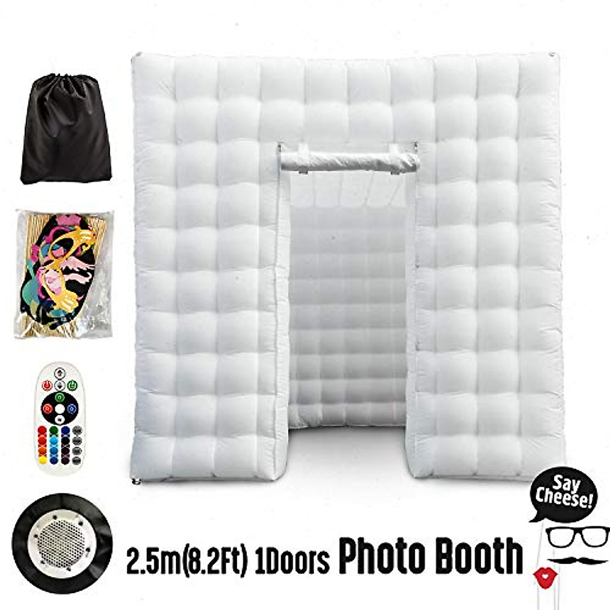 TKLoop Inflatable Photo Booth Enclosure 16 Colors with Blower Portable Photo Booth 8.2ft Studio Tent Great for Wedding, Party, Events, Birthday, Bars White (1 Door)