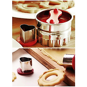 VolksRose Vegetable Fruit Cutters Shapes Set, 6-Pack Linzer Cookie Cutters Stainless Steel, Hollow Sauce Jam Filled Torte Mold Christmas Tool Cake DIY Mousse, Donuts, Fondant and Fruit