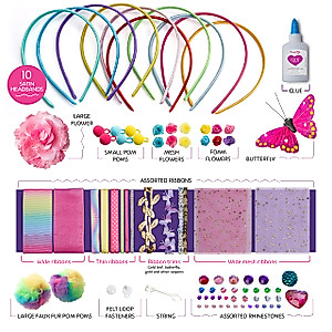 Pretty Me Headband Making Kit for Girls - Make Your Own Fashion Headbands for Kids - DIY Hair Accessories Set - Arts & Crafts Gift for Ages 5-12 Year Old Girl - Little Children's Art & Craft Gifts