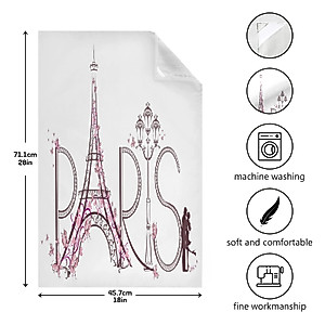ALAZA Tower Eiffel Paris France Valentine's Day Kitchen Towels Dish Bar Tea Towel Dishcloths 1 Pack Super Absorbent Soft 18 x 28 inches