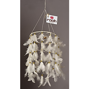 Rooh Dream Catcher ~Classic White Light ~ Handmade Mandala Hangings for Positivity (Use as Home Decor Asscent, Wall hangings, Garden, Outdoor, Bedroom, Christmas, Thanks Giving, Valentines) (Large)