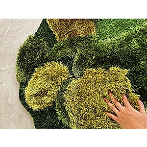 lzteck Patchwork,Abstract,Geometric Shag, Artificial Grass Area Rug, Fake Grass Moss Tundra Rugs, Fluffy Kids Toddles Carpets, Living Room,Nursery Mats,Balcony,Patio Rugs 2.6x3.9ft